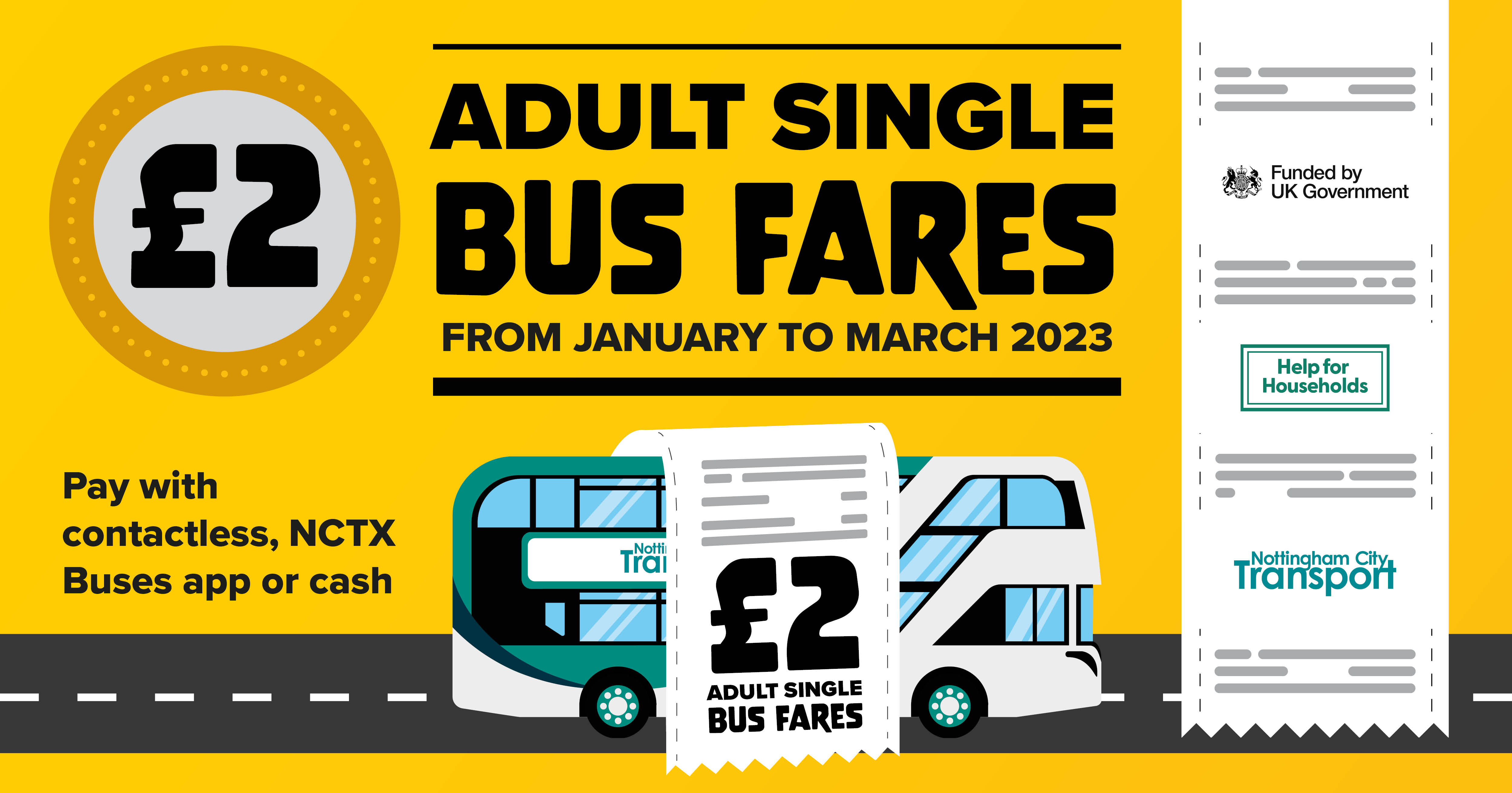 Maximum 2 Single Bus Fares On Nottingham City Transport Buses Begins